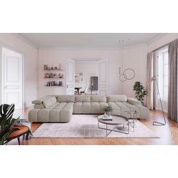 Wohnlandschaft COTTA, B:409cm H:73cm T:225cm, beige, 100% Polyester, Sofas, "Orion U-Form XXL, B: 409 cm, bequeme Wellenunterfederung, top modern",