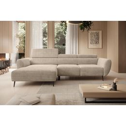 Ecksofa WERK2, B:277cm H:76cm T:174cm, beige, 90% Polyester, 10% Nylon, Wohnzimmer, Sofas, "Alisson 277 x 174 cm modern und bequem", Cord, L-Form,