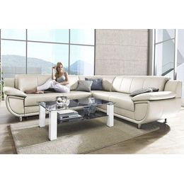 Ecksofa Trendmanufaktur, B:267cm H:85cm T:247cm, wei&szlig;, Microfaser PRIMABELLE (100% Polyester);Kunstleder SOFTLUX;Struktur (54% Polyacryl, 46%