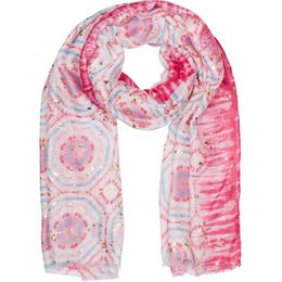 styleBREAKER Damen Schal "Schal mit Batik Muster Metallic", pink, Modisch, Obermaterial: 80% Viskose CV. 20% Baumwolle CO., Modet&uuml;cher