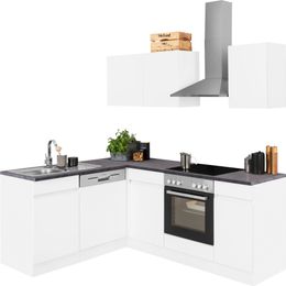 K&uuml;chenzeile Optifit, B:210cm T:60cm, wei&szlig;, Komplettk&uuml;chen-Sets, "Roth", Stellma&szlig;e 210x175 cm,wahlweise mit E-Ger&auml;ten, Push-to-Open-Funktion