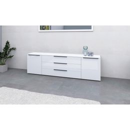 borchardt M&ouml;bel Sideboard BORCHARDT M&Ouml;BEL, B:200cm H:53cm T:35cm, wei&szlig;, Spanplatte, Wohnzimmer, Sideboards, "Tom, Kommode Breite 200cm, h&auml;ngend oder stehend mit