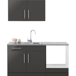 Wiho-K&uuml;chen Pantryk&uuml;che WIHO K&Uuml;CHEN, B:160cm T:60cm, grau, Komplettk&uuml;chen-Sets, "Cali", wahlweise mit E-Ger&auml;ten, Breite 160 cm