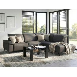 Ecksofa Musterring, B:288cm H:83cm T:241cm, grau, 100% Leder, Wohnzimmer, Sofas, "MR370", Edles Leder in 3 Farben, Sitzkomfort nach Wahl, Ma&szlig;e 288 x