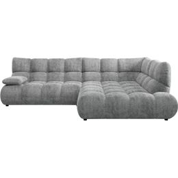 Ecksofa Home Affaire, B:289cm H:85cm T:215cm, grau, 100% Polyester, Wohnzimmer, Sofas, "Cozy Bubble, mit klappbarer Armlehne, Breite 289 cm", mit