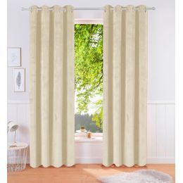 Vorhang OTTO HOME, B:140cm H:225cm, beige, Polyester, Polyester, Wohnzimmer, Gardinen, "Velvet Uni", Blickdichter Samt, 2-er Set, edel, Gardine,