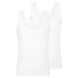 Damen Tr&auml;gertop "UNCOVER Cotton Lace", wei&szlig;, Gr. S, uncover by Schiesser, Rip Jersey, Obermaterial: 95% Baumwolle, 5% Elasthan, Tops, mit