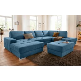 Sit & More Wohnlandschaft SIT & MORE, B:340cm H:82cm T:224cm, blau, Luxus-Microfaser ALTARA NUBUCK (100% Polyester) / Struktur (100% Polyester);Flachgewebe