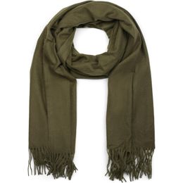 styleBREAKER Damen Schal "Weicher Schal Uni mit Fransen", gr&uuml;n, Modisch, Obermaterial: 100% Viskose CV., Modet&uuml;cher