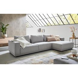 Ecksofa Musterring, B:316cm H:78cm T:166cm, grau, 94% Polyester, 6% Nylon, Wohnzimmer, Sofas, "JustB PM200, Holzrahmen in schwarz, wahlw. Sitzvorzug,