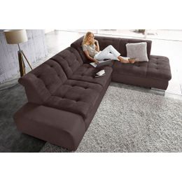 Sit & More Ecksofa SIT & MORE, B:280cm H:84cm T:227cm, braun, SOFTLUX-Kunstleder im Korpus, Sitz und R&uuml;cken in Softstruktur (80% Polyester, 20%