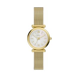 Fossil Damen Quarzuhr "Carlie", gold, Armbanduhren, Armbanduhr, Damenuhr, Edelstahlarmband, analog