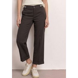 Street One Damen Stoffhose, braun, Gr. 44, unifarben, Stoff, 47% Viskose, 45% Polyester, 4% Elasthan, 4% Polyamid, Hosen, Middle Waist