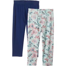 bonprix M&auml;dchen Caprileggingsmitternachtsblau, pastellmint, Gr. 128, gebl&uuml;mt, mehrfarbig, unifarben, Jersey, Obermaterial: 95% Baumwolle, 5%
