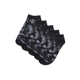 Urban Classics Damen Basicsocken "Urban Classics Unisex Bandana Pattern No Show Socks 5-Pack", Gr. 47schwarz, 72% Baumwolle, 21% Polyester, 5%