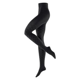 Burlington Damen Strickstrumpfhose "Argyle Affair", Gr. 42, schwarz, Obermaterial: 90% Baumwolle, 8% Polyamid, 2% Elasthan, mehrfarbig, Strumpfhosen,