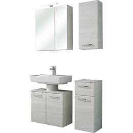 Badm&ouml;bel-Set &raquo;Quickset 936 4-teilig, Waschbeckenunterschrank mit LED-Spiegelschrank&laquo; Set, 4 Stk. tlg. wei&szlig; Holzwerkstoff Einheitsgr&ouml;&szlig;e