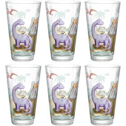 Leonardo Gl&auml;ser-Set &raquo;Dino BAMBINI AVVENTURA&laquo; 300 ml, 6-teilig bunt Glas &Oslash; 8cm x 13cm, 300ml, 6 Stk.