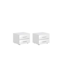Nachttisch Home Affaire, B:46,4cm H:33,6cm T:40,8cm, wei&szlig;, Schlafzimmer, Tische, "LANDERY Nachtkommode mit 2 Schubladen, Set 2 St&uuml;cke", hochgl&auml;nzend,