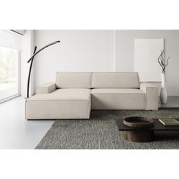 Ecksofa WERK2, B:267cm H:85cm T:165cm, beige, 100% Polyester, Wohnzimmer, Sofas, "Treviso 267 x 165 cm modern und bequem", Struktur HOLMS, L-Form,