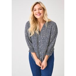 Only CARMAKOMA Damen Druckbluse "CARRAYA 3/4 SHIRT WVN NOOS", blau, Gr. 44, bedruckt, Web, Obermaterial: 100% Viskose, Blusen