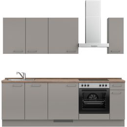 K&uuml;chenzeile Nobilia, B:240,3cm H:216,6cm T:60cm, grau, Komplettk&uuml;chen-Sets, ""Laser I", NEU: individuell anpassbar mit gratis Profi-Beratung",