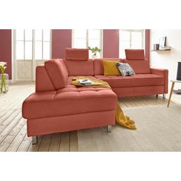 Sit & More Ecksofa SIT & MORE, B:233cm H:80cm T:196cm, orange, Luxus-Microfaser ALTARA NUBUCK (100% Polyester) / Struktur fein (100% Polyester);Luxus-Microfaser