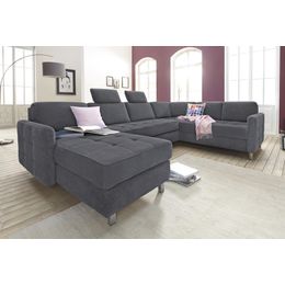 Sit & More Wohnlandschaft SIT & MORE, B:292cm H:80cm T:87cm, grau, Struktur (100% Polyester);Kunstleder SOFTLUX;Luxus-Microfaser ALTARA NUBUCK (100% Polyester),