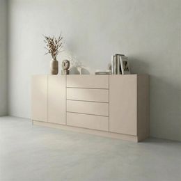 borchardt M&ouml;bel Sideboard BORCHARDT M&Ouml;BEL, B:190cm H:79cm T:35cm, beige, Holzwerkstoff, Wohnzimmer, Sideboards, "Vaasa, Kommode mit 3 T&uuml;ren und 4 Schubk&auml;sten auf