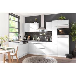 K&uuml;chenzeile Optifit, B:300cm H:206,8cm T:60cm, grau, Komplettk&uuml;chen-Sets, "Roth", Stellma&szlig;e 300x175 cm, wahlweise mit E-Ger&auml;ten, mit Apothekerschrank