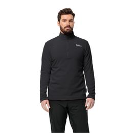 Jack Wolfskin Herren Fleecepullover "TAUNUS HZ M", schwarz, Gr. S, unifarben, Fleece, Obermaterial: 100% Polyester, Sweatshirts, hoher Stehkragen,