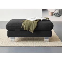 Hocker COTTA, B:101cm H:46cm T:65cm, schwarz, 100% Polyester, Wohnzimmer, Hocker, "Driver", mit edlen Metallf&uuml;&szlig;en