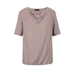 GOLDNER Damen Kurzarmshirt "Blusenshirt mit Wasserfallausschnitt", beige, Basic, Gr. 44, Obermaterial: 95% Viskose CV. 5% Elasthan EL., Shirts,