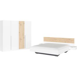 Schlafzimmer-Set Rauch, wei&szlig;, Holzwerkstoff, Schlafzimmerm&ouml;bel-Sets, "Komplettzimmer Komplett Set Schrank 226 cm Bett 160/180 cm LAMELLA"
