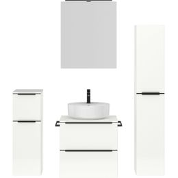 Badm&ouml;bel-Set Nobilia, B:140cm H:184,2cm T:48,5cm, wei&szlig;, Kastenm&ouml;bel-Sets, "Alvene", inkl. Spiegelschrank mit Beleuchtung und Dimmerfunktion, in 4
