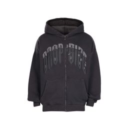 DROPSIZE Herren Kapuzenpullover "Dropsize LAYERED RHINESTONE PRINT ZIP HOODIE", schwarz, Gr. S, mehrfarbig, 70% Baumwolle, 30% Polyester, Pullover