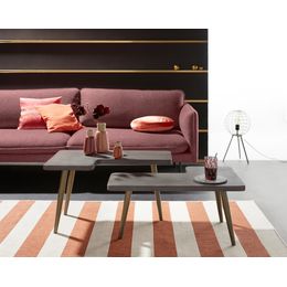 Couchtisch OTTO HOME, B:137cm H:46cm T:67cm, schwarz, Wohnzimmer, Tische, "Loupe", Tischplatte aus Beton, Tischbeine aus Messing, Breite 137 cm