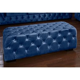 Polsterhocker Home Affaire, B:120cm H:42cm T:55cm, blau, Hocker, "Kalina", mit klassischer Chesterfield-Knopfheftung