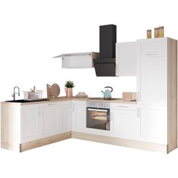 K&uuml;che Optifit, B:270cm H:211,8cm T:60cm, wei&szlig;, Komplettk&uuml;chen-Sets, "Ahus", 200 x 270 cm breit, wahlweise mit E-Ger&auml;ten, Soft Close Funktion