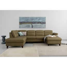 Sit & More Wohnlandschaft SIT & MORE, B:306cm H:87cm T:212cm, gr&uuml;n, 100% Polyester, Sofas, "Mellum U-Form", Federkern, wahlweise mit Schlaffunktion, Stauraum