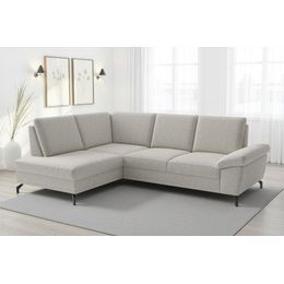 Sit & More Ecksofa SIT & MORE, B:249cm H:89cm T:190cm, beige, 100% Polyester, Wohnzimmer, Sofas, "Chelsea L-Form, B: 264 cm, mit Armteil-&