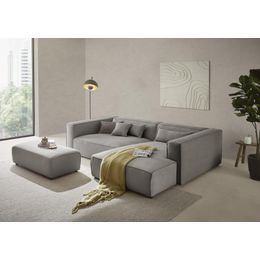 Ecksofa, B:288cm H:66cm T:198cm, grau, LeGer Home by Lena Gercke, 100% Polyester, Wohnzimmer, Sofas, "PIARA XXL Struktur, L-Form, Schlaffunktion",