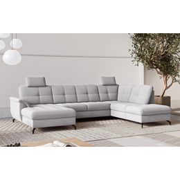 Sit & More Wohnlandschaft SIT & MORE, B:319cm H:92cm T:212cm, silber, 90% Polyester 10% Polyamid, Sofas, "Zora", wahlweise mit Schlaffunktion und Bettkasten