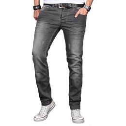 Herren Slim-fit-Jeans "ASLuca", grau, Gr. 34, Alessandro Salvarini, Destroyed-Effekte, leichte Abriebeffekte, Denim/Jeans, Obermaterial: 98%
