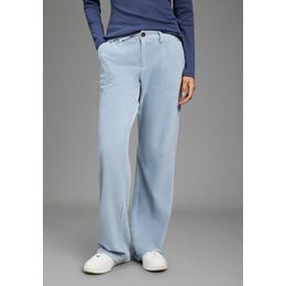 Kangaroos Damen Cordhose, blau, Gr. 42, Cord, Obermaterial: 62% Baumwolle, 36% Polyester, 2% Elasthan, Hosen, weite Basic-Passform, bodenlange Form,
