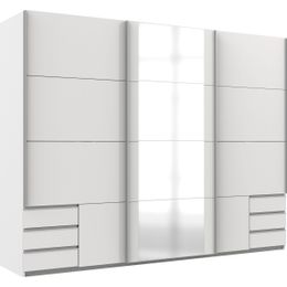 Schwebet&uuml;renschrank wimex, B:270cm H:210cm T:64cm, wei&szlig;, Schr&auml;nke, "Emden moderner Kleiderschrank mit Spiegel und Schubladen", Schlafzimmer Schrank