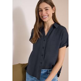 Cecil Damen Kurzarmbluse, schwarz, Gr. XXL, unifarben, Web, 100% Leinen, Blusen, aus Leinen