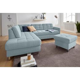 Sit & More Ecksofa SIT & MORE, B:233cm H:80cm T:196cm, blau, Struktur fein (100% Polyester), Wohnzimmer, Sofas, "Picasso L-Form", wahlweise mit Schlaffunktion