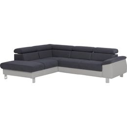 Ecksofa COTTA, B:249cm H:72cm T:100cm, grau, Microfaser PRIMABELLE (100% Polyester);Kunstleder SOFTLUX;Feinstruktur (100% Polyester);Kunstleder