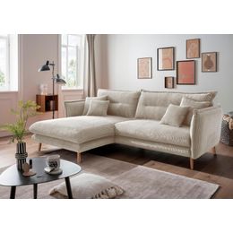 Ecksofa Home Affaire, B:255cm H:94cm T:180cm, beige, 93% Polyester, 7% Polyamid, Wohnzimmer, Sofas, "Lazio, 255 x 180 cm, modern und bequem", zwei